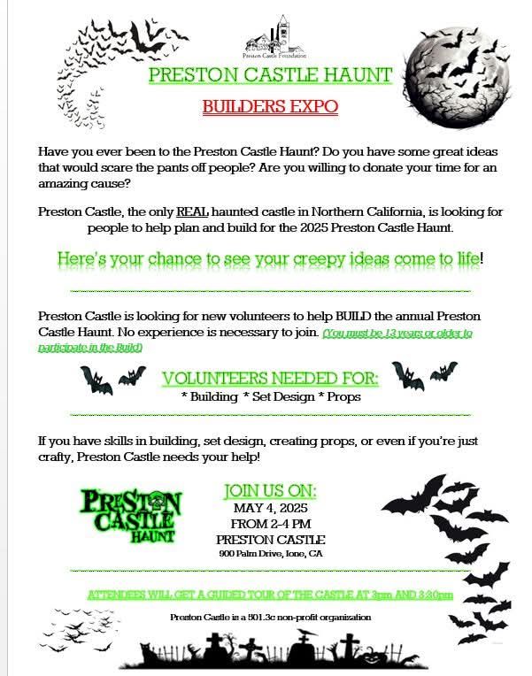 Preston Castle Haunt Builders Expo - Best Of Amador.com